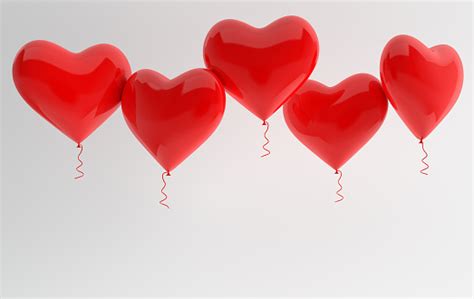 흰색 바탕에 현실적인 붉은 광택 하트 풍선의 3d 렌더링 그림 발렌타인 데이 낭만적인 우아한 14 2 월 인사말 카드 파티 프로 모션 소셜 미디어 배너 포스터에 대 한 빈