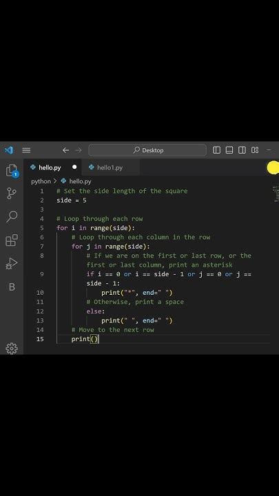 Draw A Square In Python Using For Loop Shortsshortvideo Pythoncodingshortvideo Youtube
