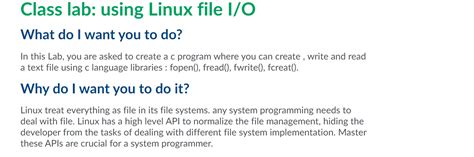 Solved Class Lab Using Linux File I O What Do I Want You To Chegg Com