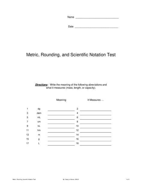 Fillable Online Metric Rounding Scientific Notation Test Xls Fax Email Print Pdffiller