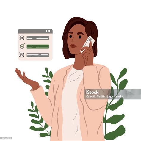 관리자는 전화 통화 중에 고객과 대화하여 작업 목록을 확인합니다 사무실에서 직장에서 전화로 이야기하는 흑인 여성 건강 진단에 대한 스톡 벡터 아트 및 기타 이미지 Istock