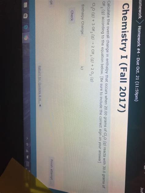 oneclass josh omework homework 4 due oct 21 11 59pm chemistry i