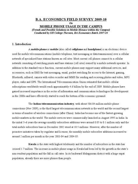 Field Survey On Mobile Phone Usage In Campus Pdf Telecommunication Mobile Phones