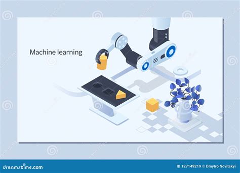 Robotic Arm For Industry Machine Learning And Artificial Intelligence Concept Stock Vector
