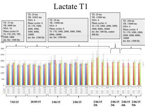 Lactate T1 Doublet Estimation At Different Time With Different Sequence