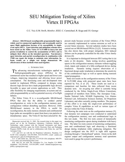 Pdf Seu Mitigation Testing Of Xilinx Virtex Iifpgas