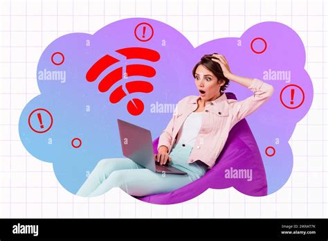 Trend Composite Sketch Artwork Image 3d Collage Photo Of Young Frustrated Lady Sit On Beanbag