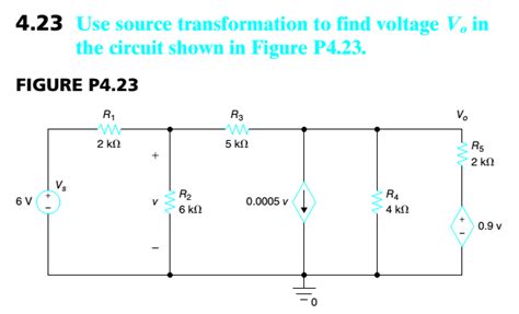 Solved Use Source Transformation To Find Voltage Vo In Chegg