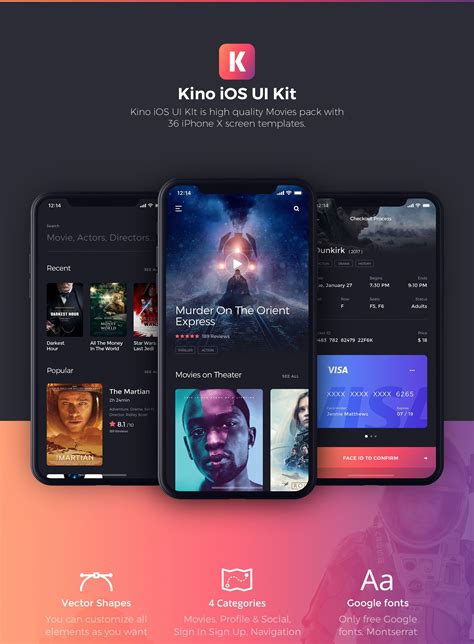 Kino The Movie Ios Ui Kit On Behance Web Design App Ui Design