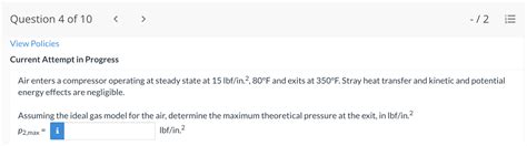 Solved Air Enters A Compressor Operating At Steady State At Chegg