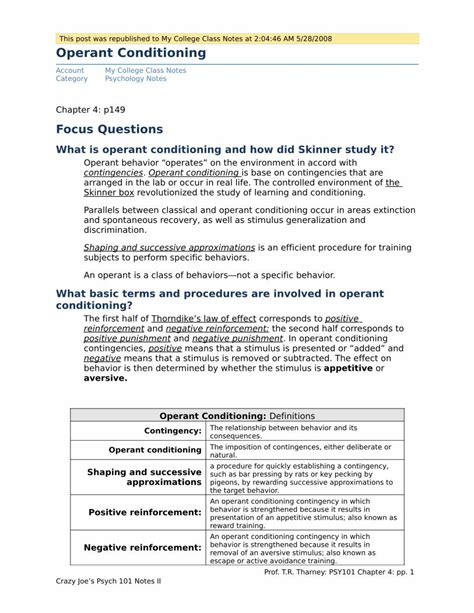 PDF Operant Conditioning Example Of Reinforcement DOKUMEN TIPS