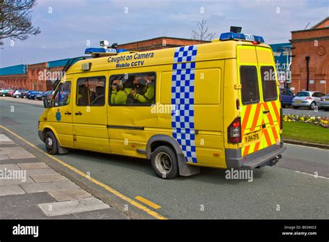 A Police Mobile Cctv Van Outside The Unilever Factory In Port Sunlight