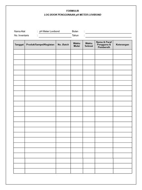 Form Logbook PH Meter | PDF