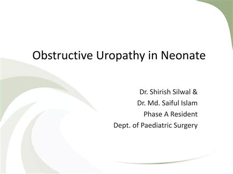 Obstructive Uropathy In Neonates Pptx