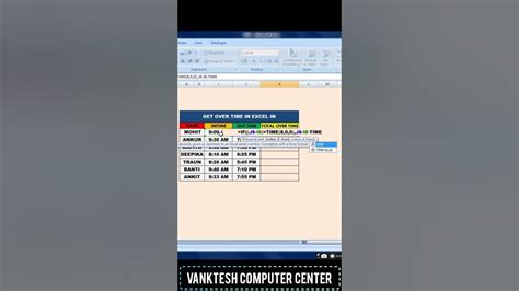 Calculate Over Time In Ms Excel Excel Ms Excel Vanktesh Computer