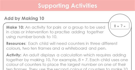 Add By Making 10 Supporting Activity Classroom Secrets Classroom Secrets