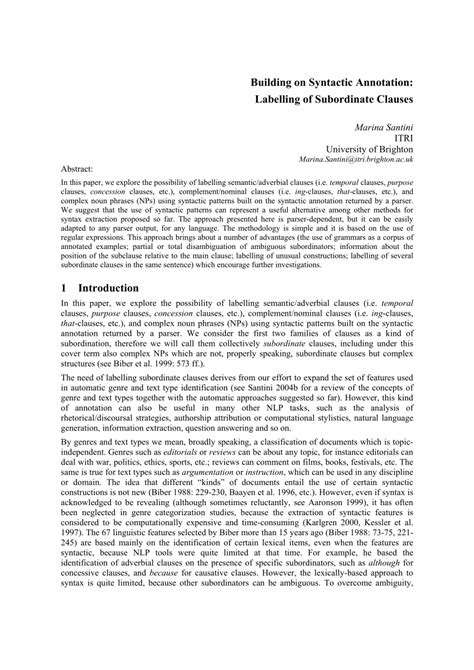 Pdf Building On Syntactic Annotation Labelling Of Subordinate Clauses