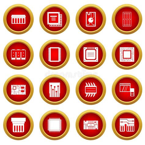 Computer Chips Icons Set In Flat Style Stock Vector Illustration Of Data Circuit 90440928