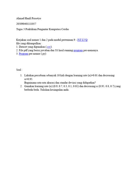 Ahmad Hanafi Lvq Pdf Computer Programming Computing