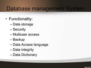ORACLE Database Management System Babe PPT