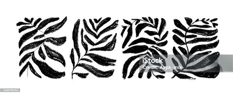 Handdrawn Geometric Leaf Shapes Collection Stock Illustration Download Image Now Modern Art