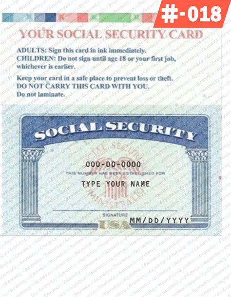 Editable Ssn Template Front Back Side Document Psd