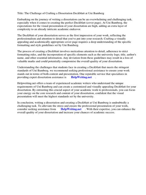 Deckblatt Dissertation Uni Bamberg Pdf