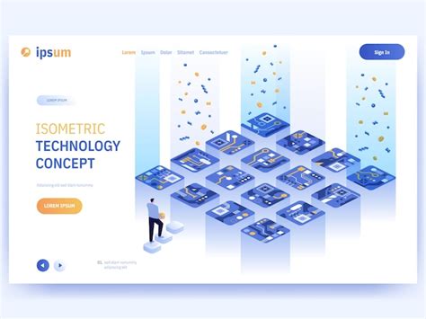 Premium Vector Vector Landing Page Of Isometric Technology Concept Developer Engineer Works On