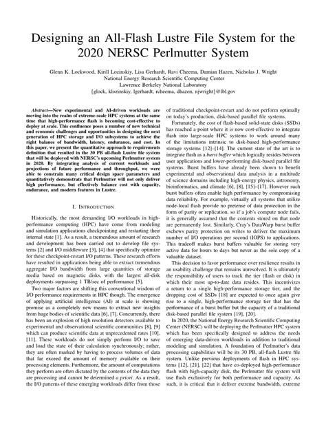 Designing An All Flash Lustre File System For The 2020 Nersc Perlmutter