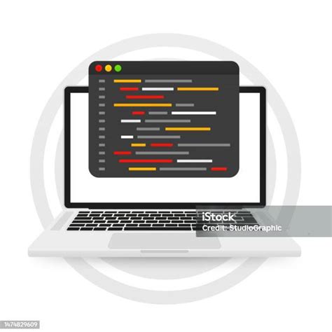 화면 노트북에 프로그래밍 언어 및 프로그램 코드 프로그래밍 코딩 프로그래밍 웹 페이지 소프트웨어 웹 개발 프로그래밍 개념 벡터