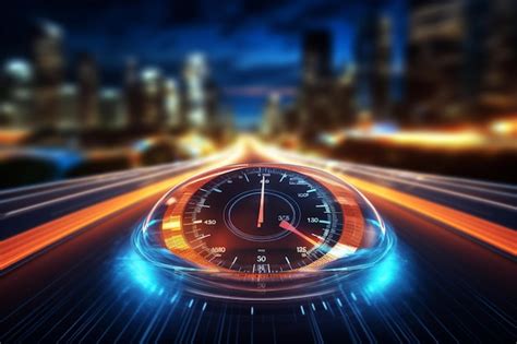 Premium Ai Image Acceleration Speedometer On Night Road In The Rays