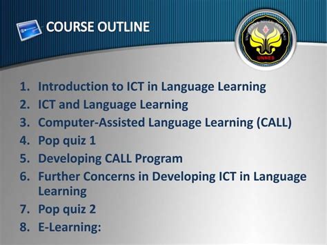 Ict In Language Learning Course Outline Ppt