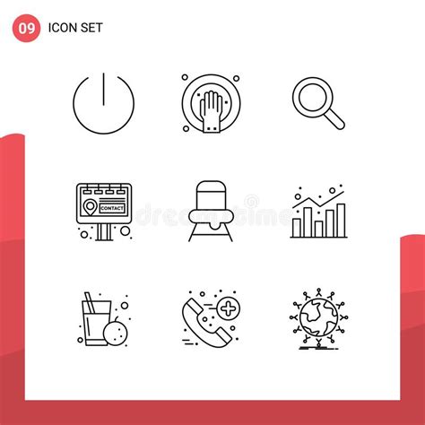Modern Set Of 9 Outlines And Symbols Such As Analytics Chair Look