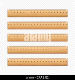 Realistic Various Wooden Rulers With Measurement Scale And Divisions Measure Marks Babe