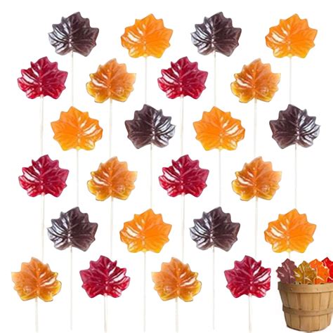 Maple Leaf Candy Lollipops 24 Fall Suckers Individually Wrapped Bulk Grocery