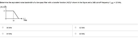 SOLVED Determine The Equivalent Noise Bandwidth Of A Low Pass Filter With A Transfer Function