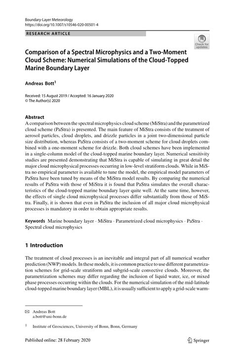 Pdf Comparison Of A Spectral Microphysics And A Two Moment Cloud