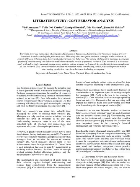 03 Literature Study Cost Behavior Analysis 3 Pdf