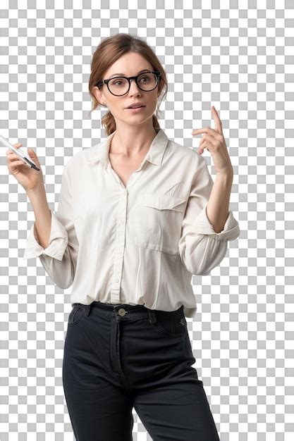 Female Teacher Holding Pointer Teaching Or Presenting Or Reporting On