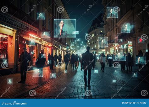 facial recognition system detecting face stock image image of