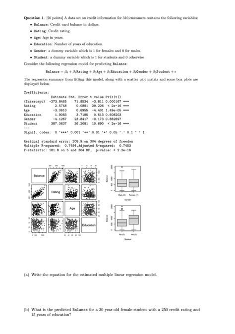Solved Question Points A Data Set On Credit Chegg