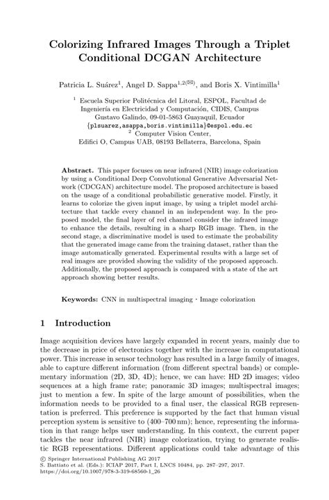 Pdf Colorizing Infrared Images Through A Triplet Conditional Dcgan