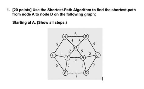 Solved 20 Points Use The Shortest Path Algorithm To Find The