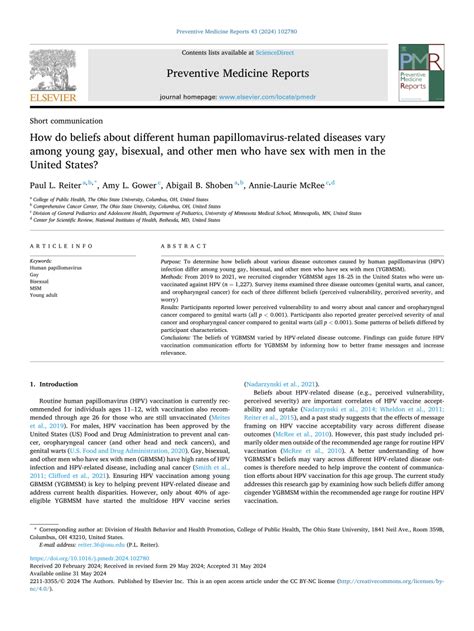 Pdf How Do Beliefs About Different Human Papillomavirus Related Diseases Vary Among Young Gay