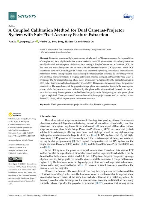 Pdf A Coupled Calibration Method For Dual Cameras Projector System With Sub Pixel Accuracy