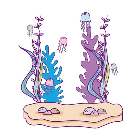 Premium Vector Beautiful Undersea Scene Icon