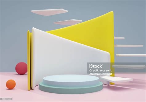 3d 렌더 포디움 받침대 또는 플랫폼 빈 공간 배경 최소한의 3d 제품 모형 제품 프레젠테이션 3차원 형태에 대한 스톡 사진 및