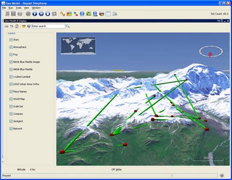 a repast simphony demonstration model that combines gis with a network
