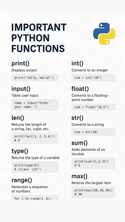 Top 10 Most Important Python Functions You Must Know 🚀 Python