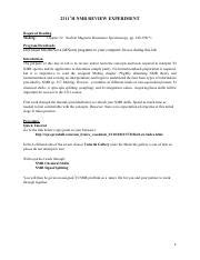 NMR Review HandoutRevised Docx Pdf H NMR REVIEW EXPERIMENT Required Reading Mohrig
